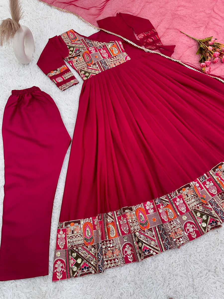 Captivating Red Color Sequence Work Gown With Dupatta – vastracloth