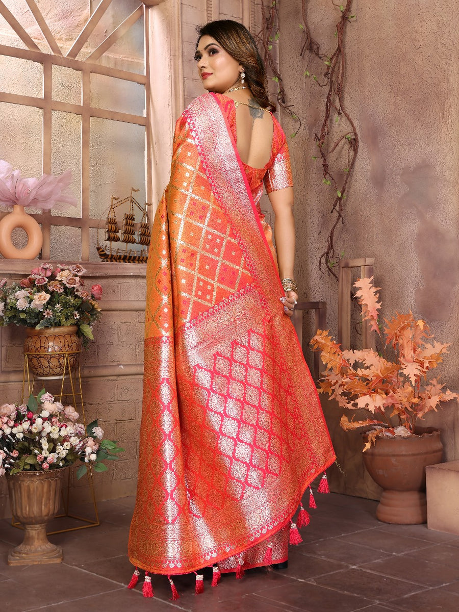 Captivating Kochi Silk Orange Color Saree – vastracloth