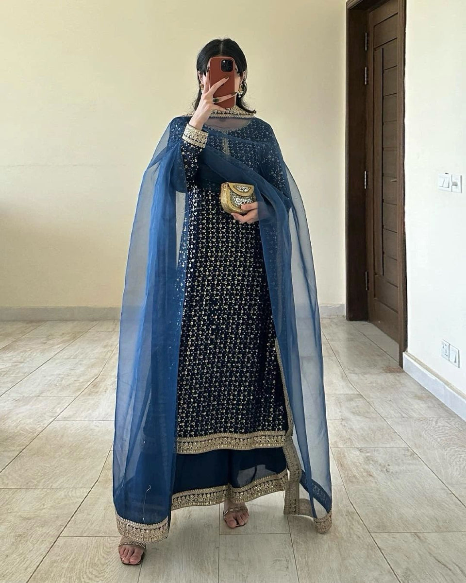Wonderful Sequence Work Blue Color Salwar Suit – vastracloth