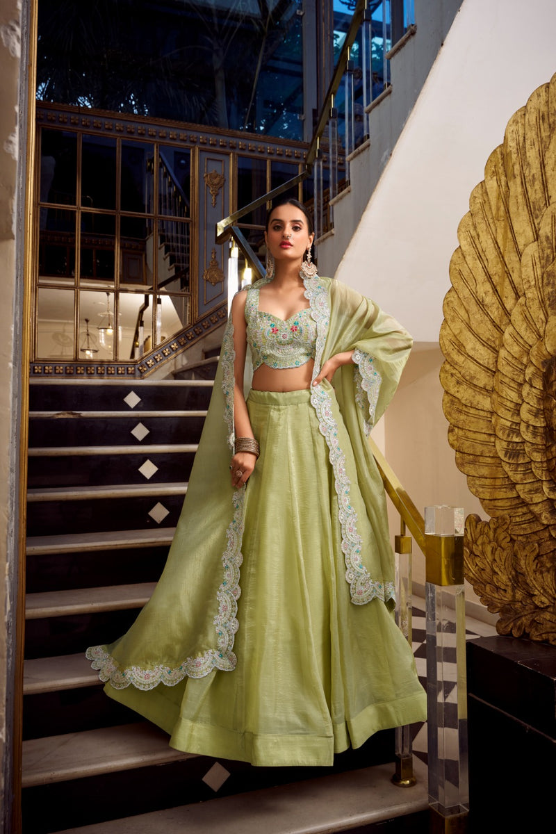 Classic Gold Crush Perrot Color Lehenga Choli – vastracloth