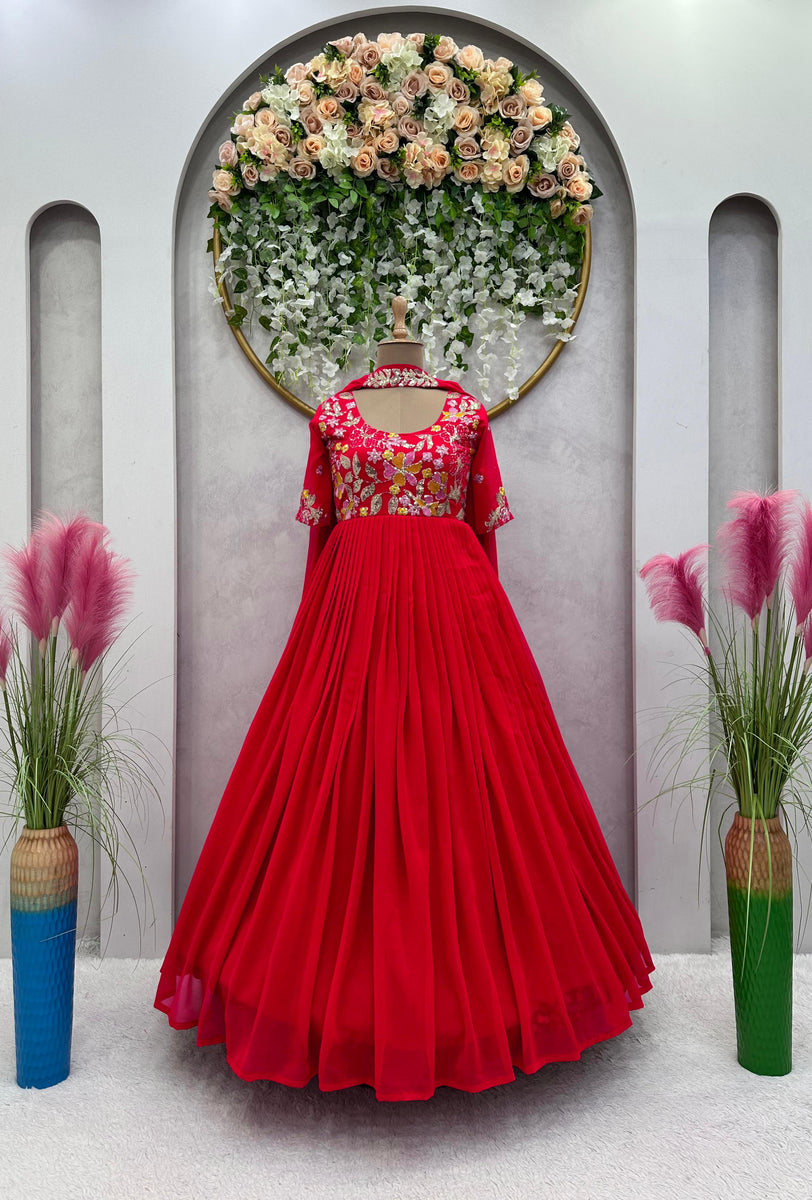 Mesmerizing Thread With Sequence Red Color Gown – vastracloth