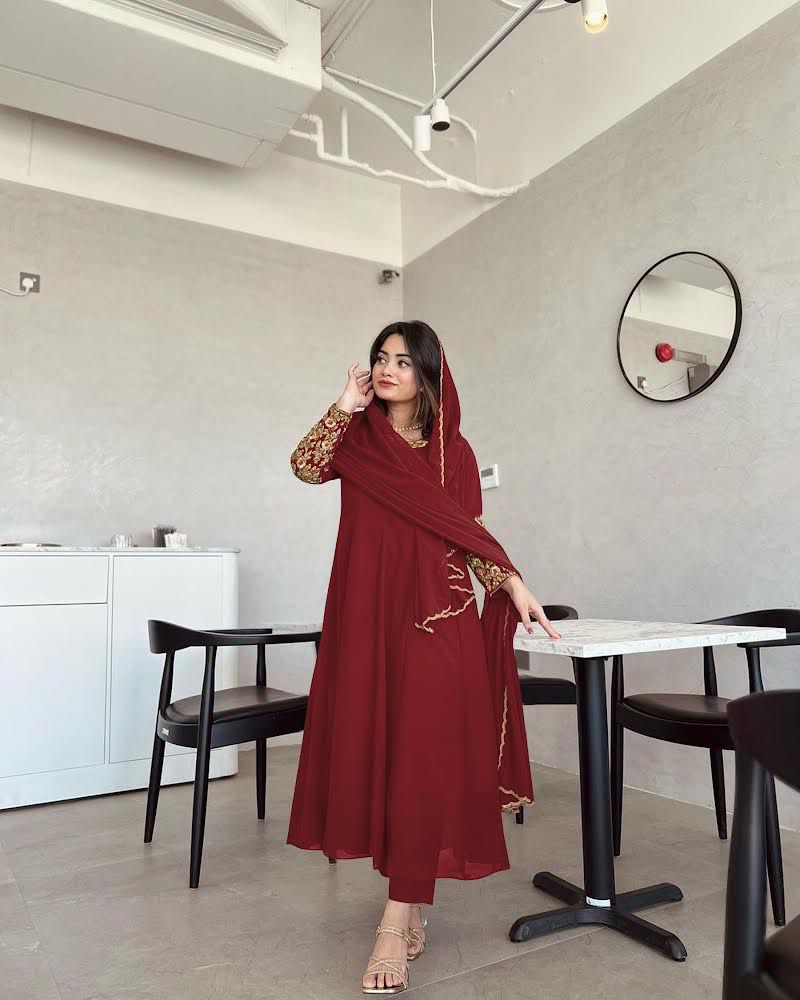 Wonderful Sleeve Work Maroon Color Anarkali Suit – vastracloth