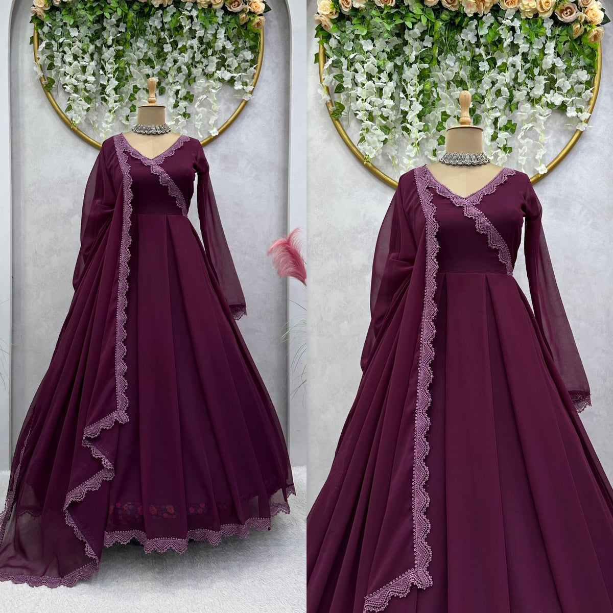 Shining Plain Purple Color Gown – vastracloth