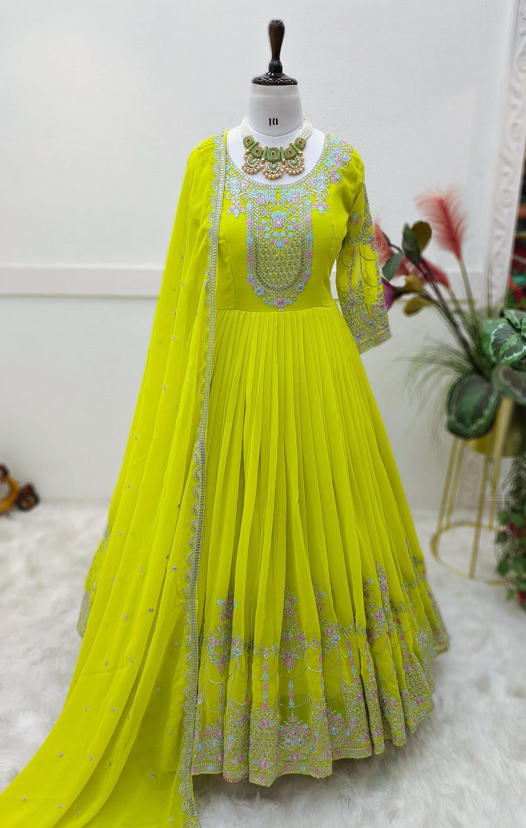 Outstanding Sequence Embroidery Perrot Color Gown – vastracloth