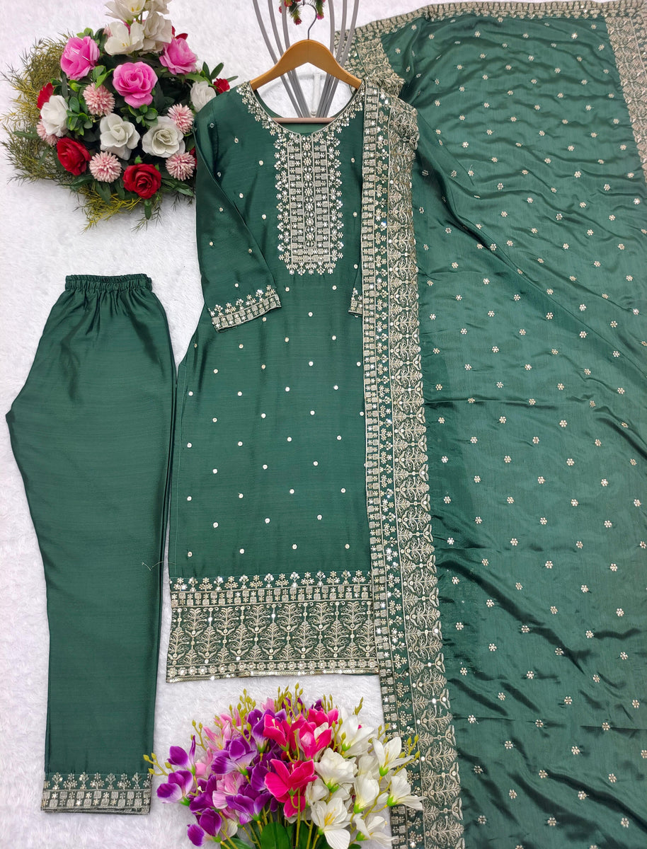 Amazing Green Sequence Work Salwar Suit – vastracloth
