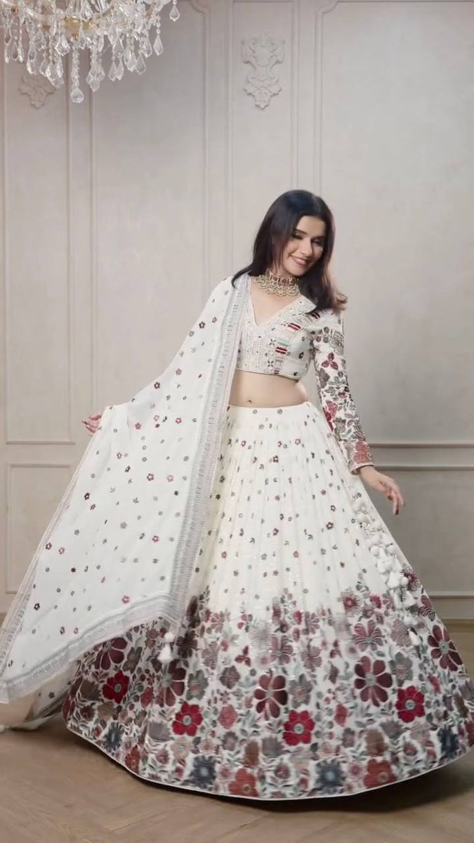 Stunning Pretty Georgette White color Lehenga Choli – vastracloth