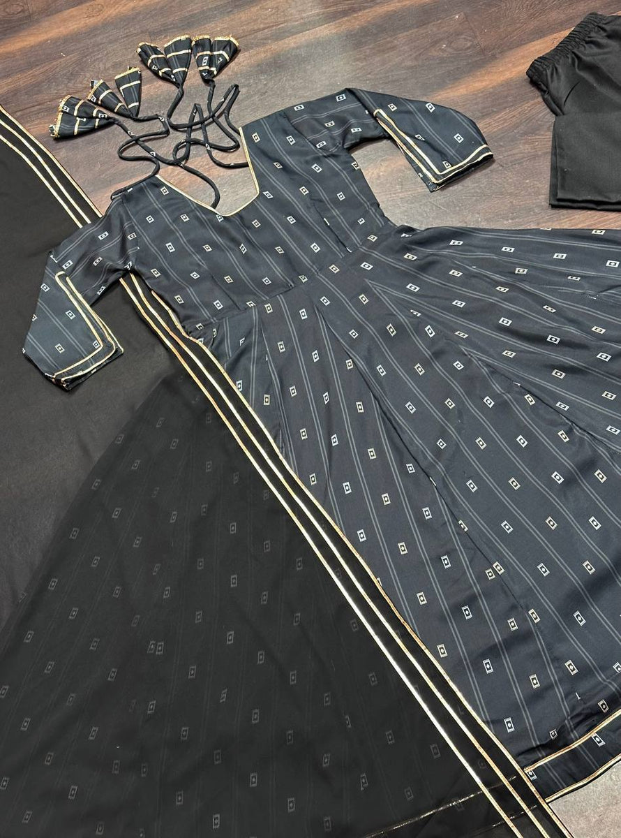 Preferable Maslin Fabric Black Color Anarkali Suit – vastracloth