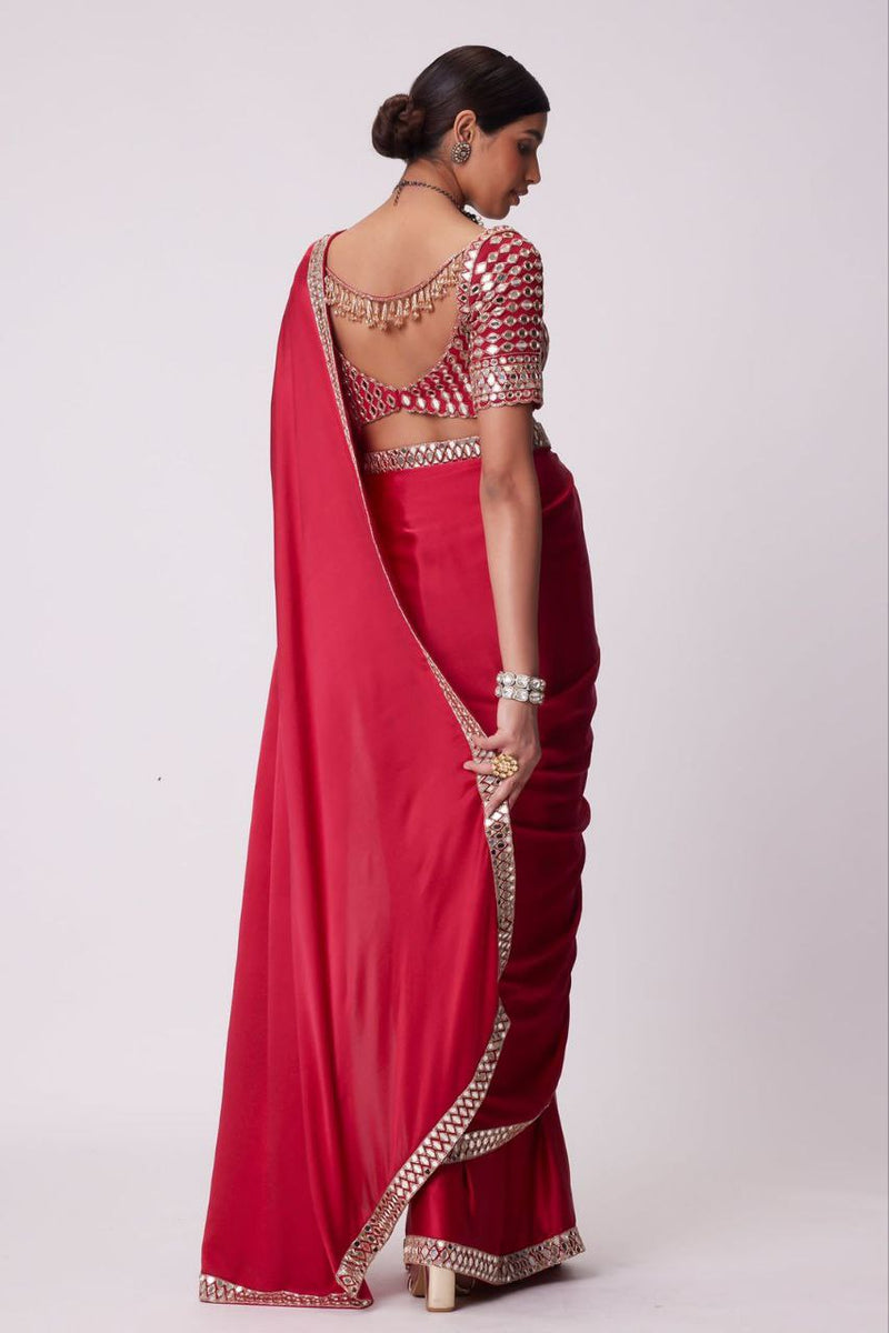 Delightful Red Color Crape Silk Designer Saree – vastracloth
