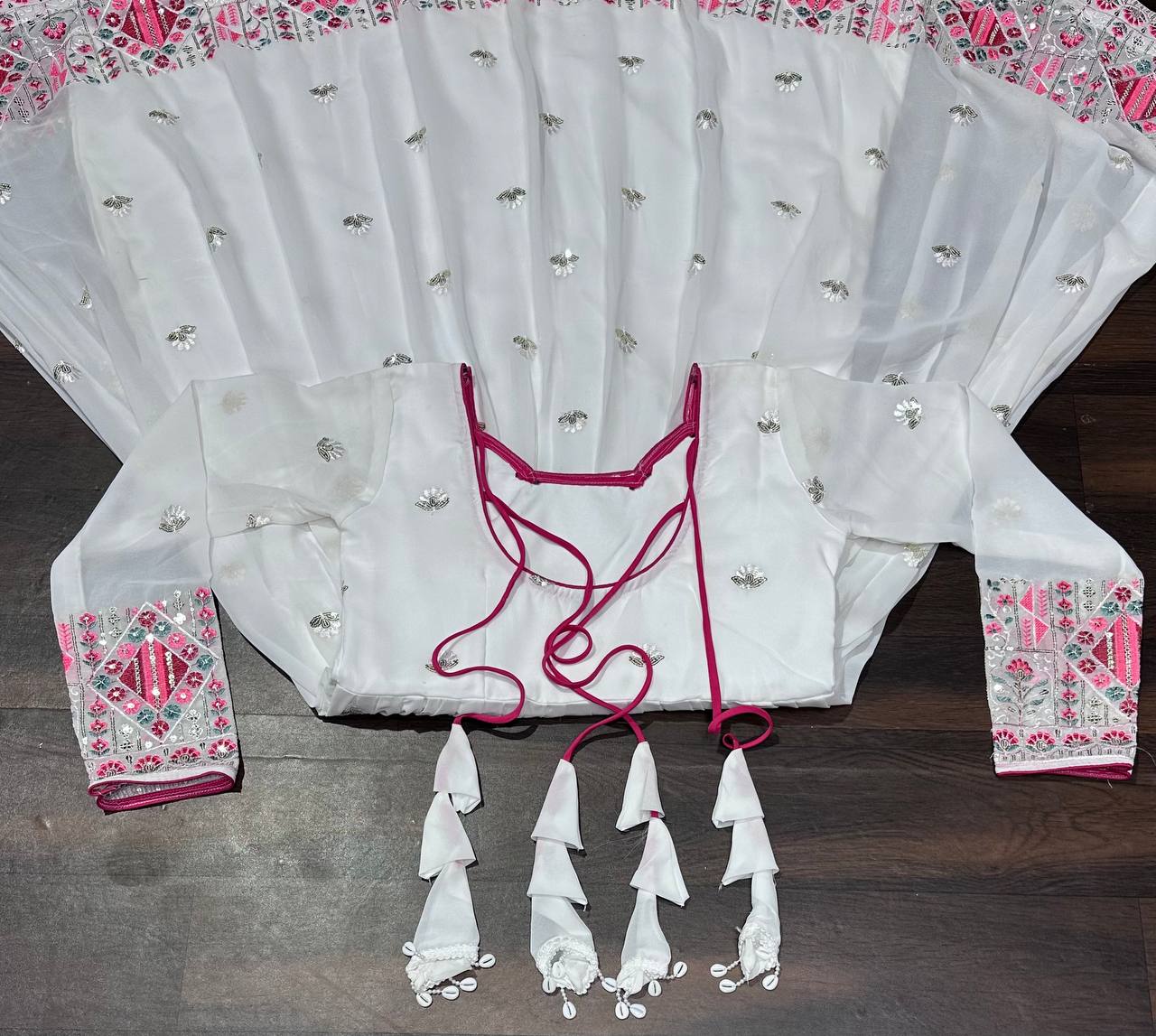 Delightful Embroidered Work White Color Gown – vastracloth