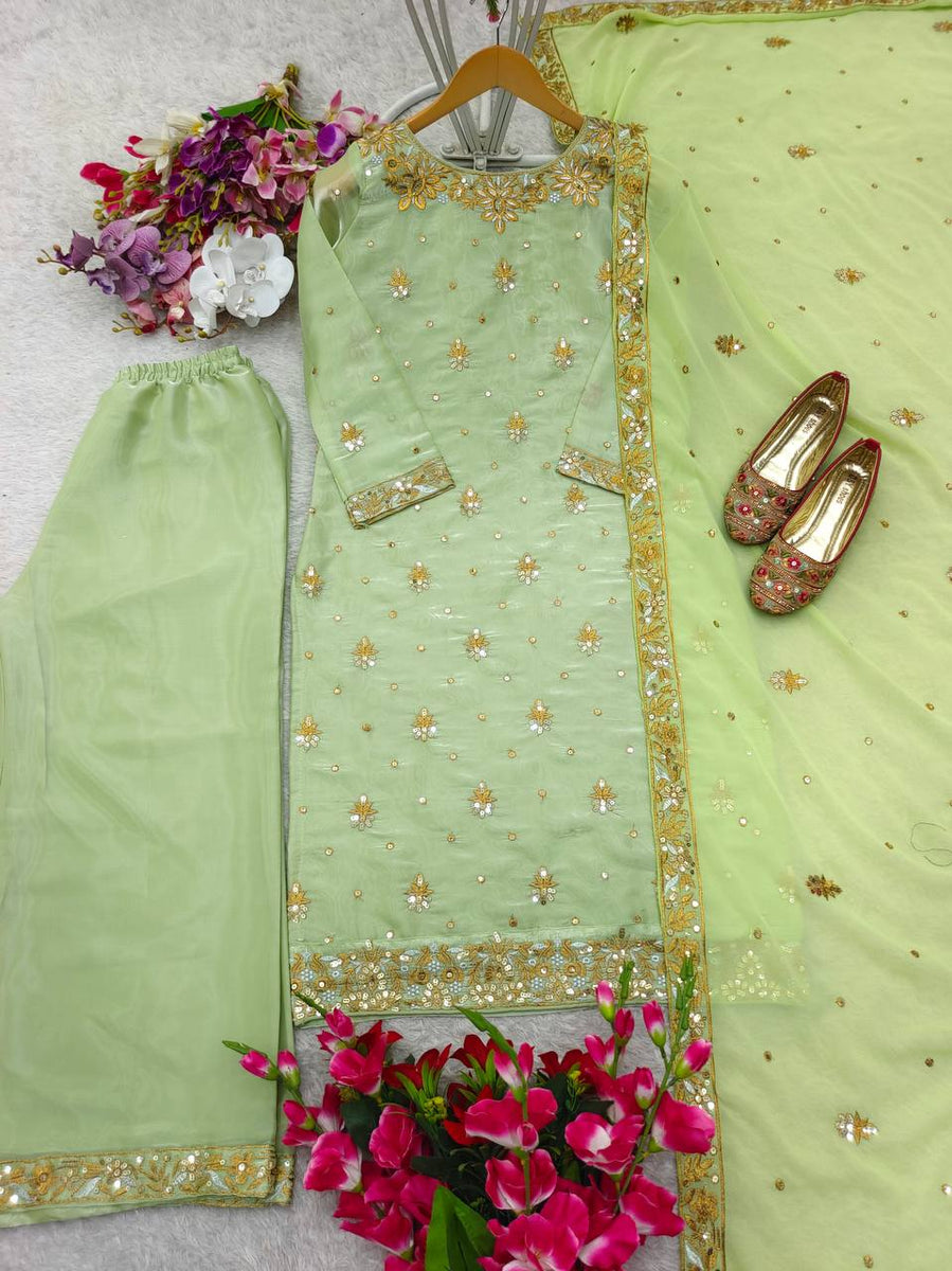Stunning Zimmy Chu Silk Perrot Color Palazzo Suit – vastracloth