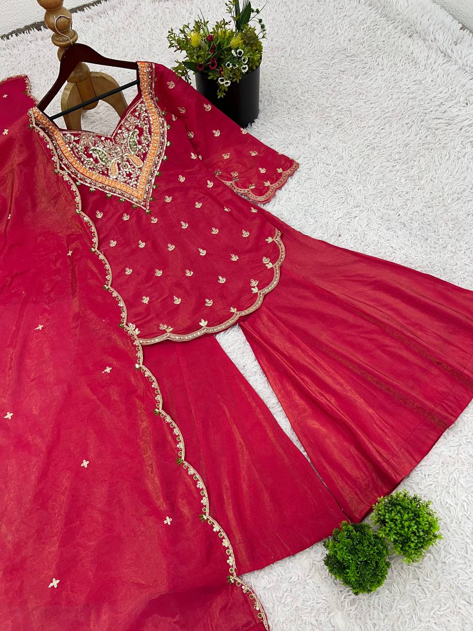 Good Looking Heavy Work Pink Color Palazzo Suit – vastracloth